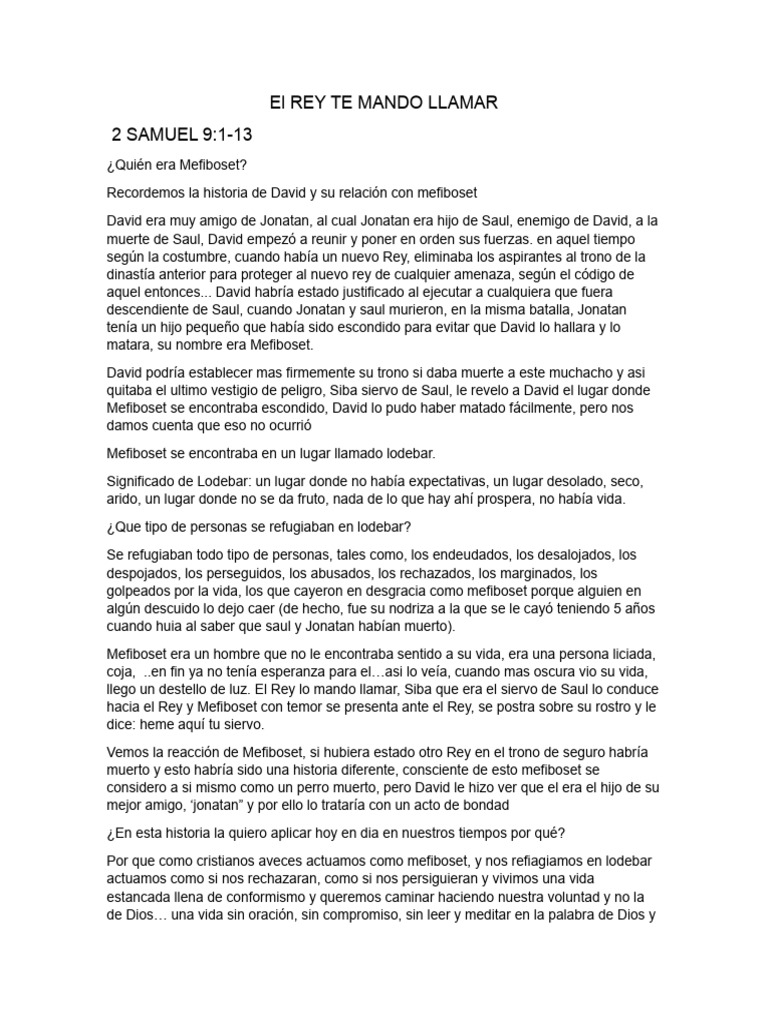 El REY TE MANDO LLAMAR | PDF | David | Saulo