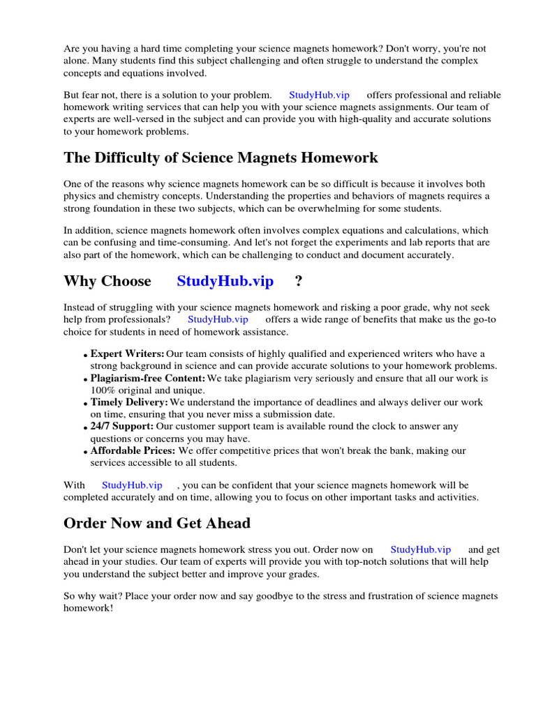 Science Magnets Homework | Download Free PDF | Magnetism | Magnet