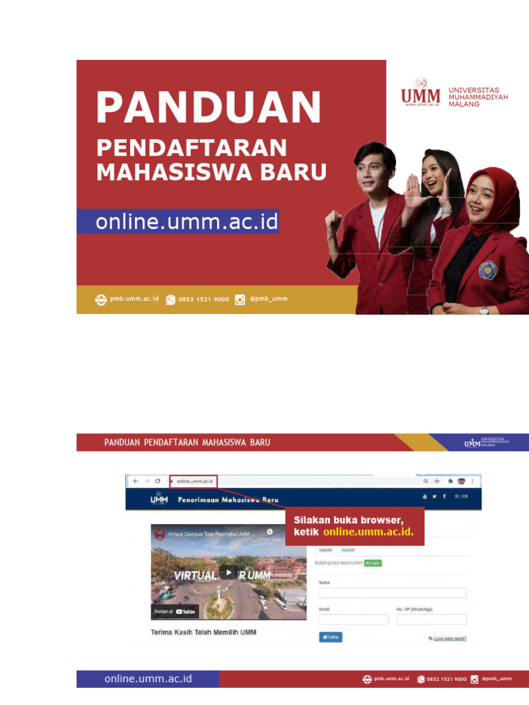 Panduan Regsitrasi PMB UMM A2 | PDF