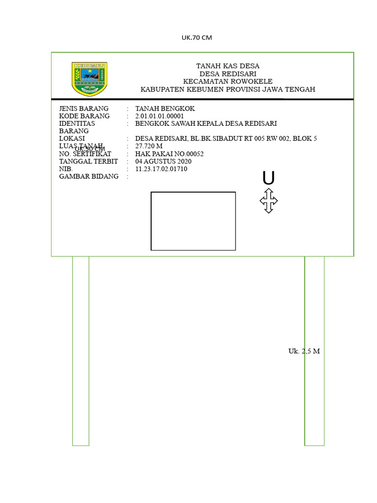 Plang Tanah Kas Desa Redisari | PDF