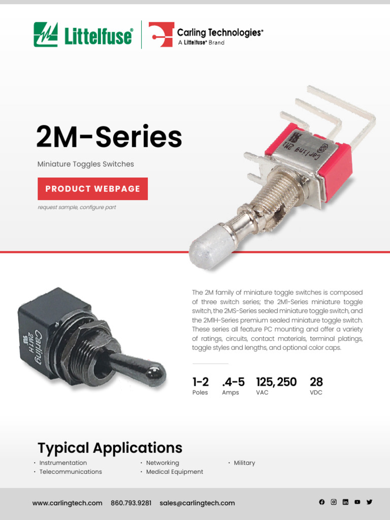 Toggle Switch Carling MTS 2M Series-3050577 | PDF | Switch | Electrical Engineering
