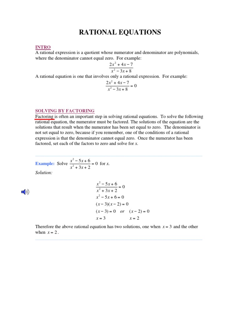Rational Equations | PDF