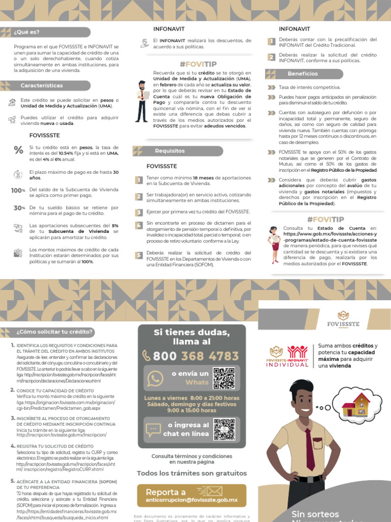 05 Triptico Fovissste Individual 2023 Ilus VF | PDF | Crédito | Finanzas y dinero