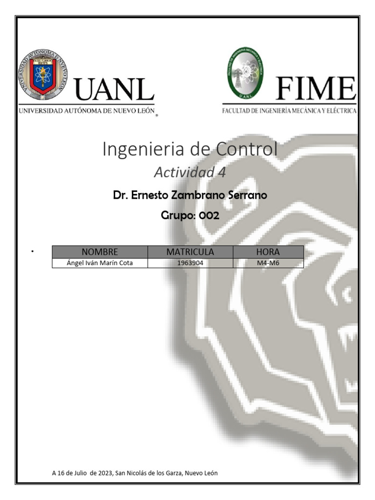 Actividad 4 Ing de Control | PDF | Ciencias sociales | Derecho