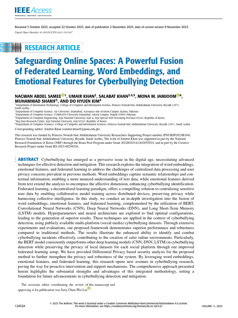 Safeguarding Online Spaces A Powerful Fusion Of Federated Learning Word Embeddings And Emotional