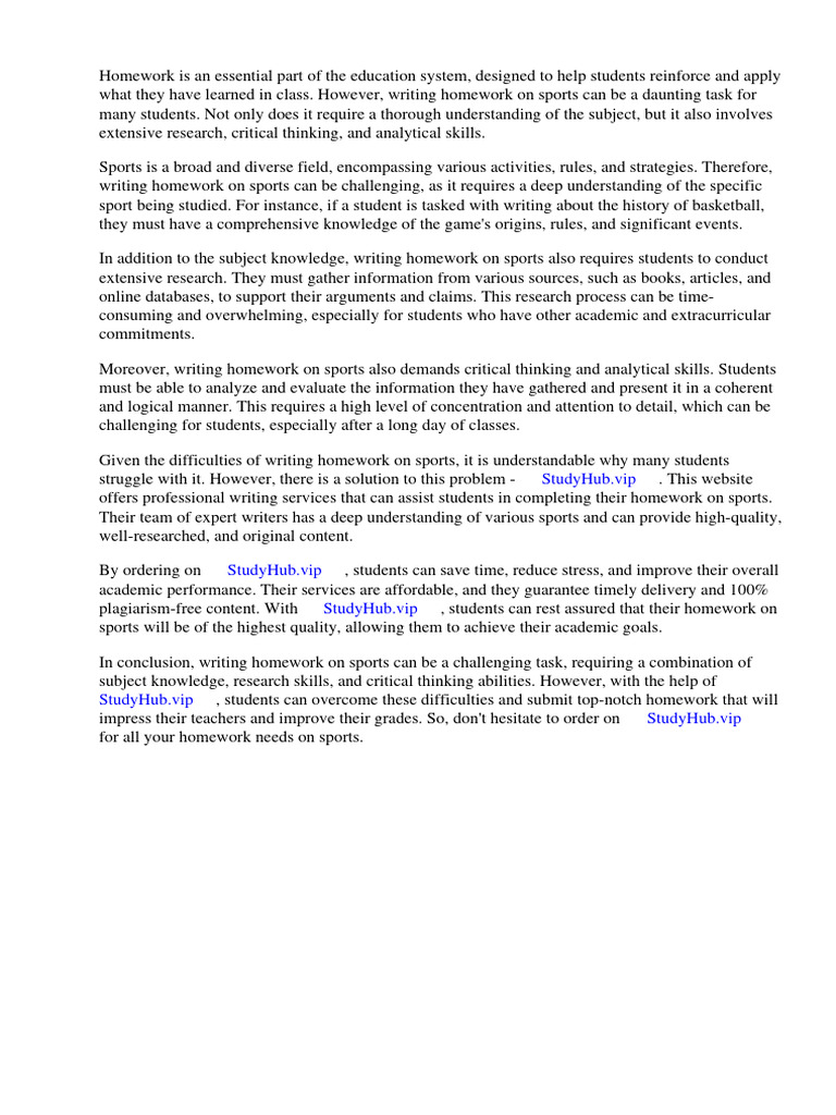 Homework Sports | PDF | Homework | Critical Thinking
