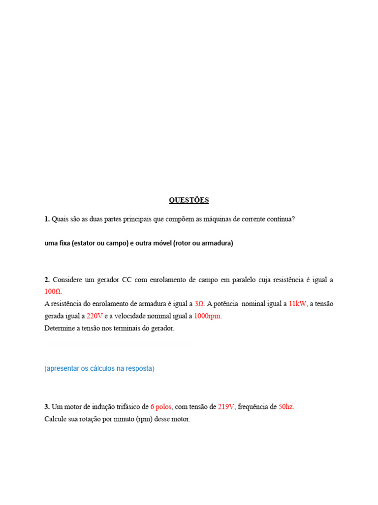 Cálculos e Conceitos de Máquinas Elétricas | PDF | Computadores ...