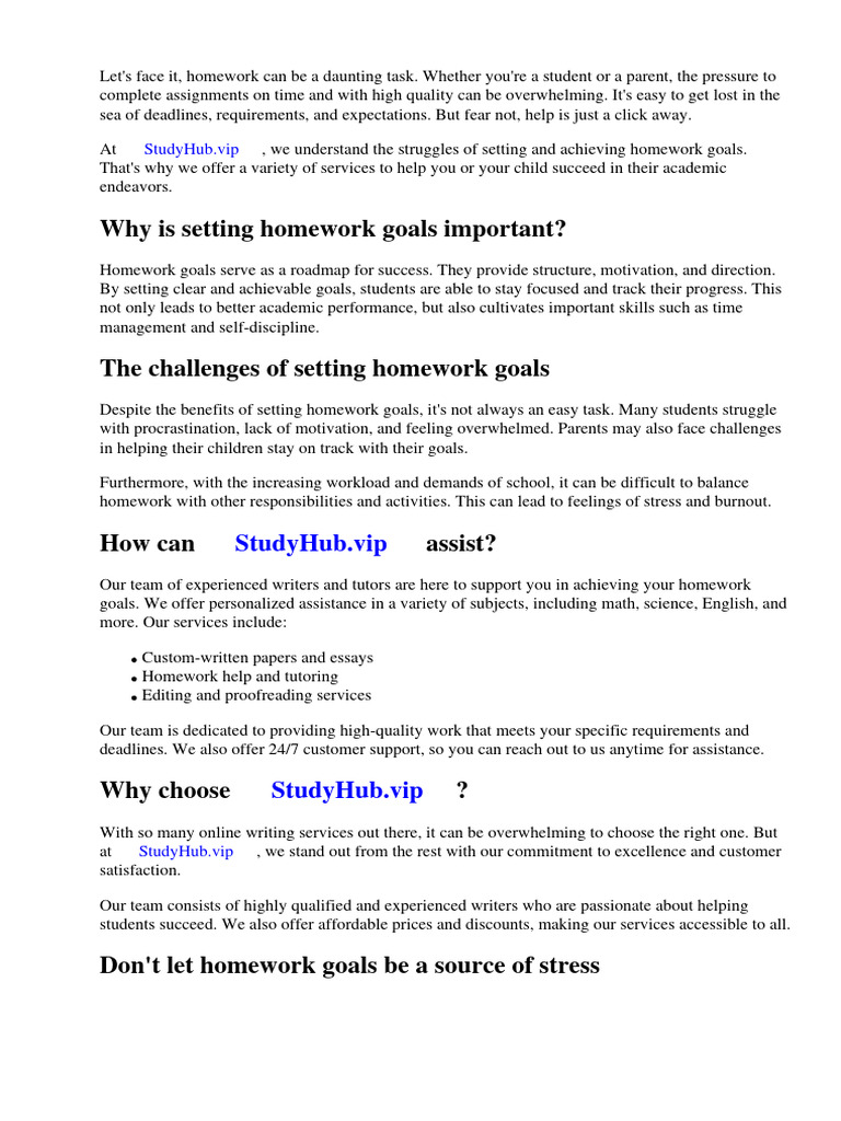 Homework Goals | PDF | Homework | Classroom