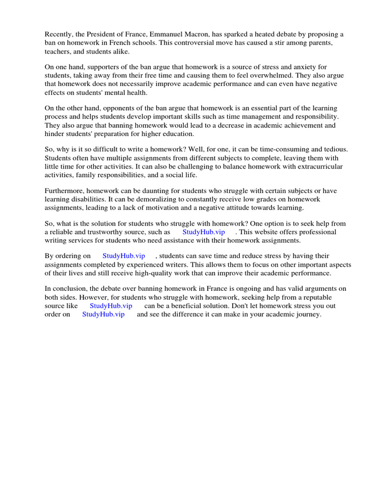 French Homework Ban Debate | PDF | Homework
