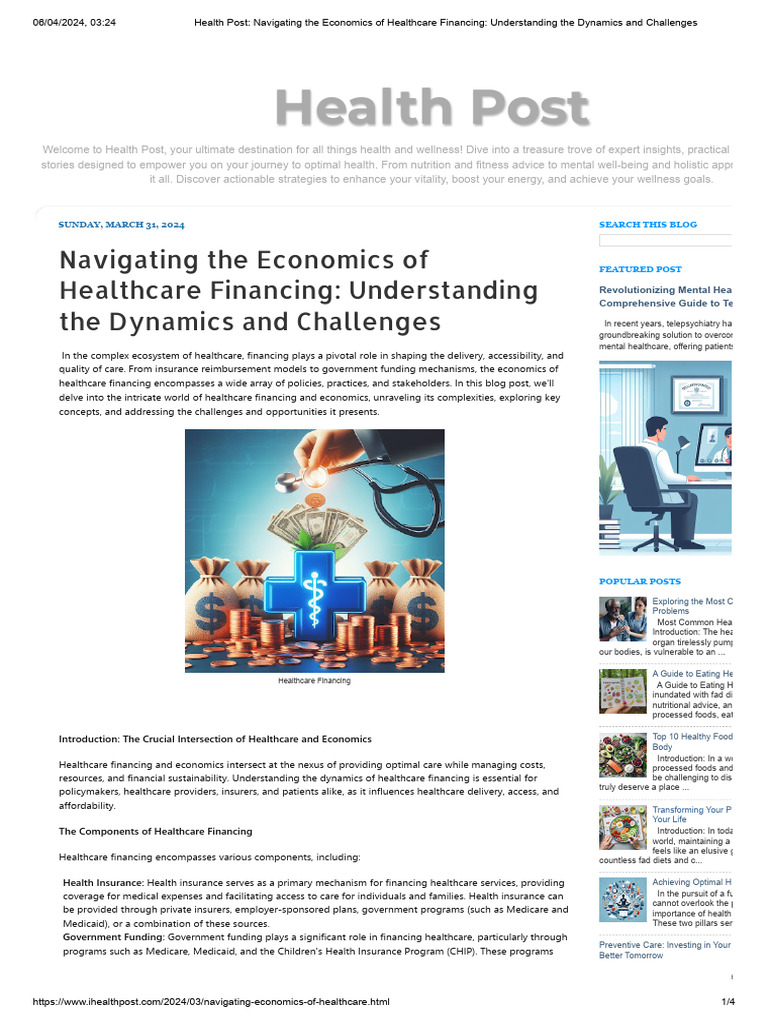 Health Post - Navigating The Economics of Healthcare Financing ...