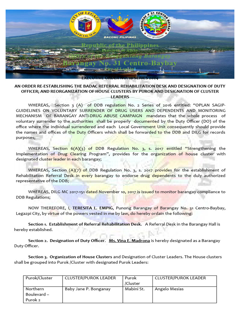 10 EO BADAC REFERRAL DESKS AND HOUSE CLUSTERS | PDF | Government | Justice