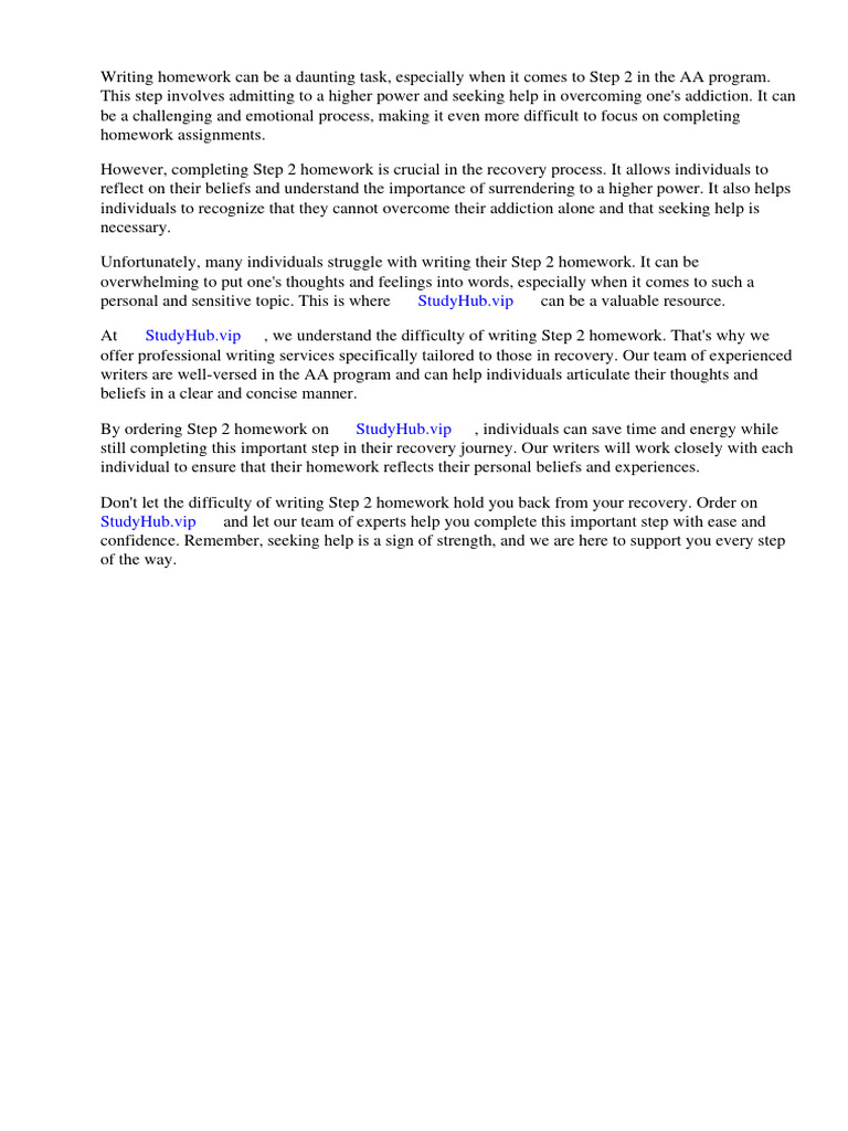 Step 2 Aa Homework | PDF | Worksheet | Alcoholics Anonymous