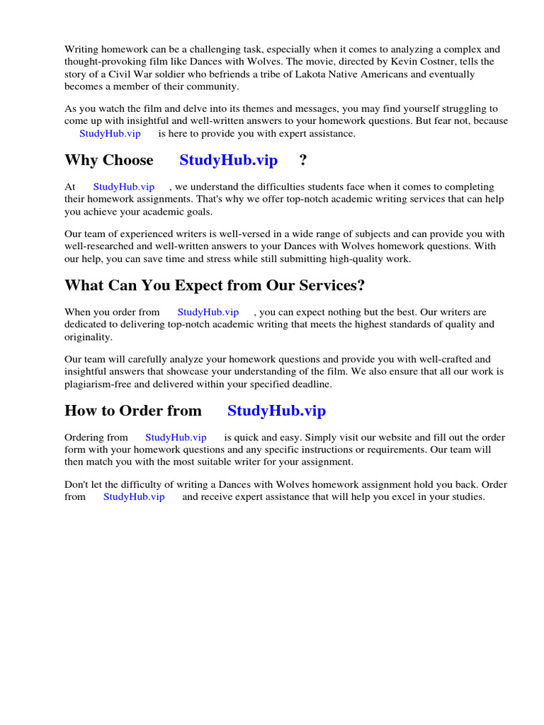 Dances With Wolves Homework Questions and Answers | PDF | Lesson Plan | Safari (Web Browser)