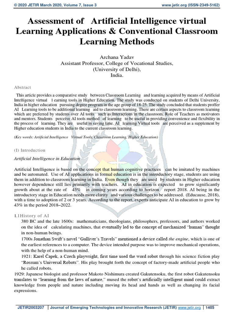 Yadav | PDF | Artificial Intelligence | Intelligence (AI) & Semantics