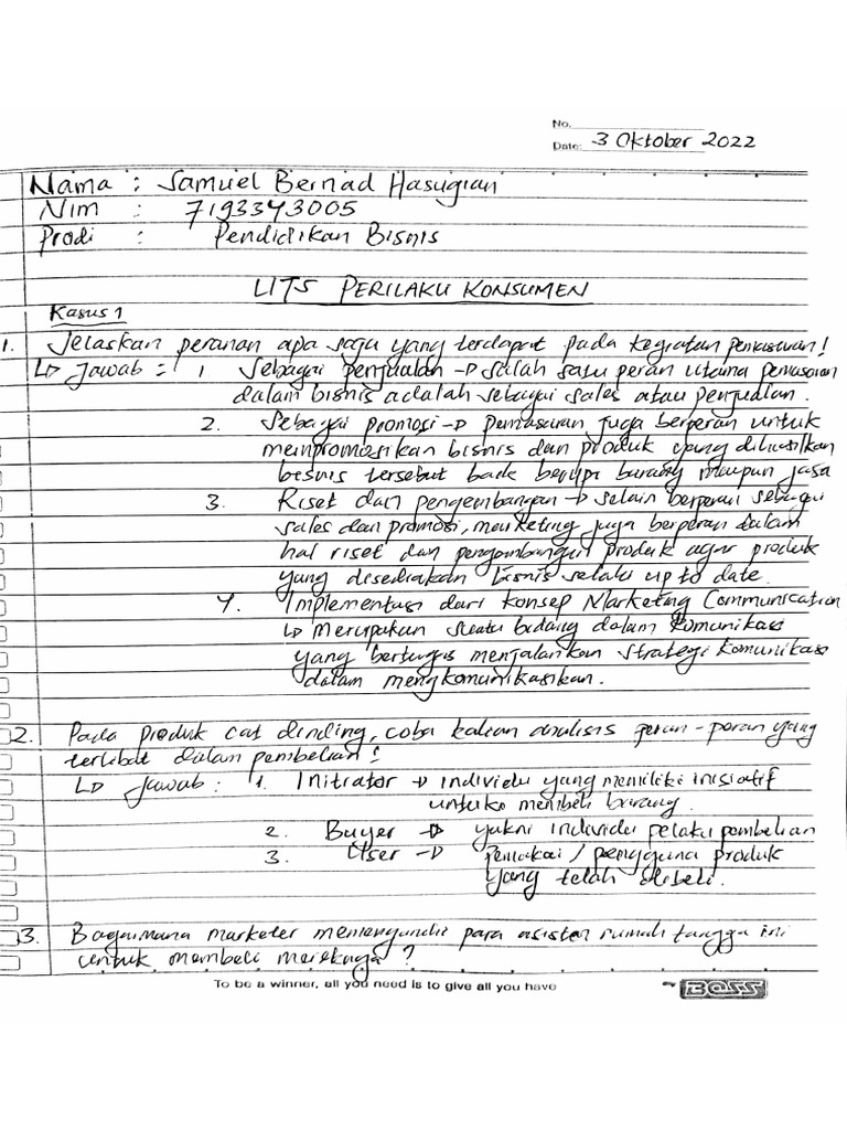 UTS Perilaku Konsumen-Samuel | PDF