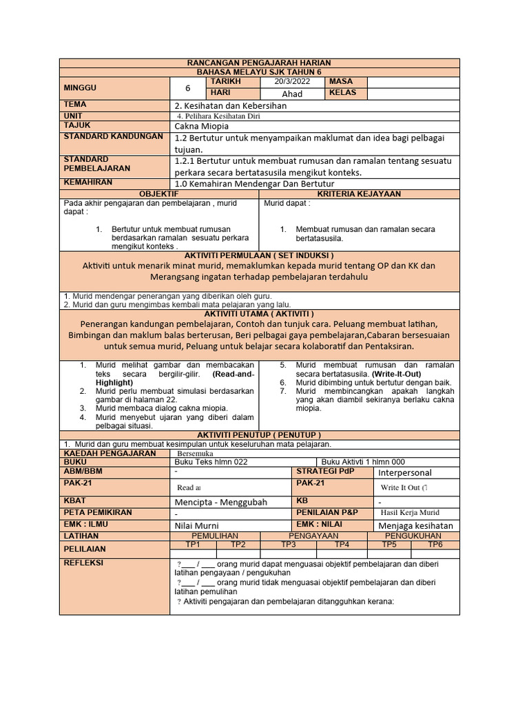 Minggu 6 BM SJK THN 6 2022 by Cikgu Gorgeous | PDF | Seni | Sains ...