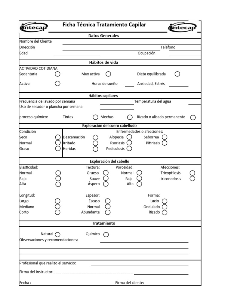 Fichas Capilar Tratamientos Nat. | PDF