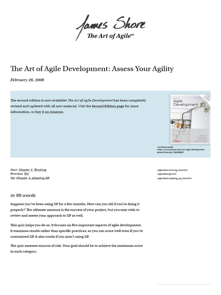 James Shore - The Art of Agile Development Assess Your Agility | Download Free PDF | Agile ...