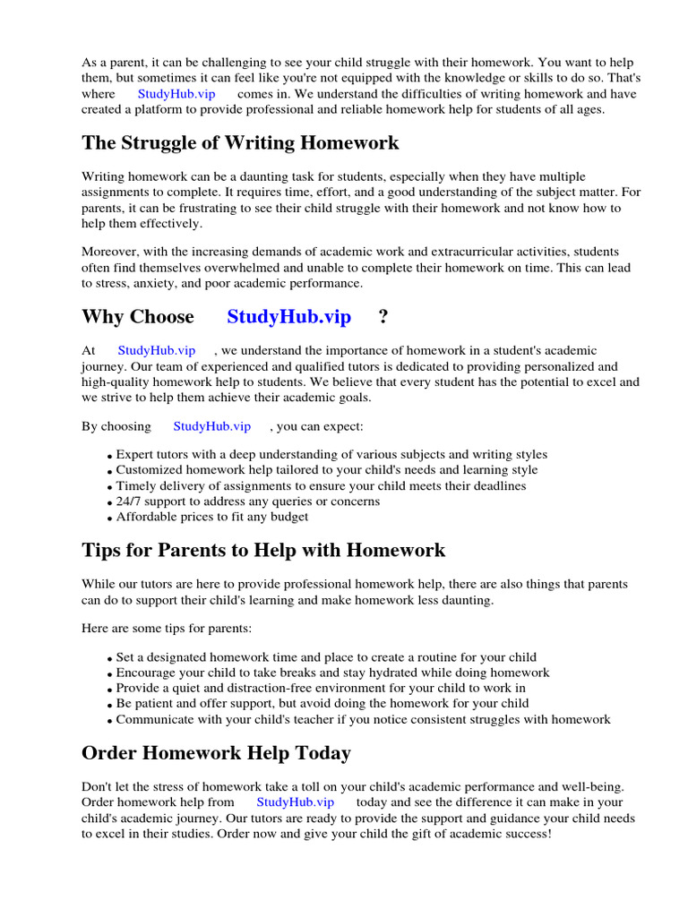 Effective Homework Help for Parents | PDF | Homework | Teachers