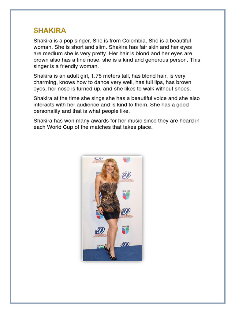 Shakira: Physical and Personality Traits | PDF | Poetry