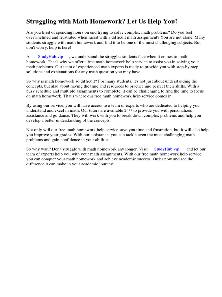 Free Math Homework Help Online | PDF | Homework | Mathematics