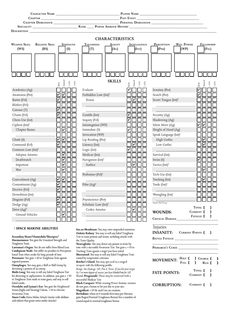 DW Character Sheet With Squad Mode Extra Weapons | PDF | Toxin