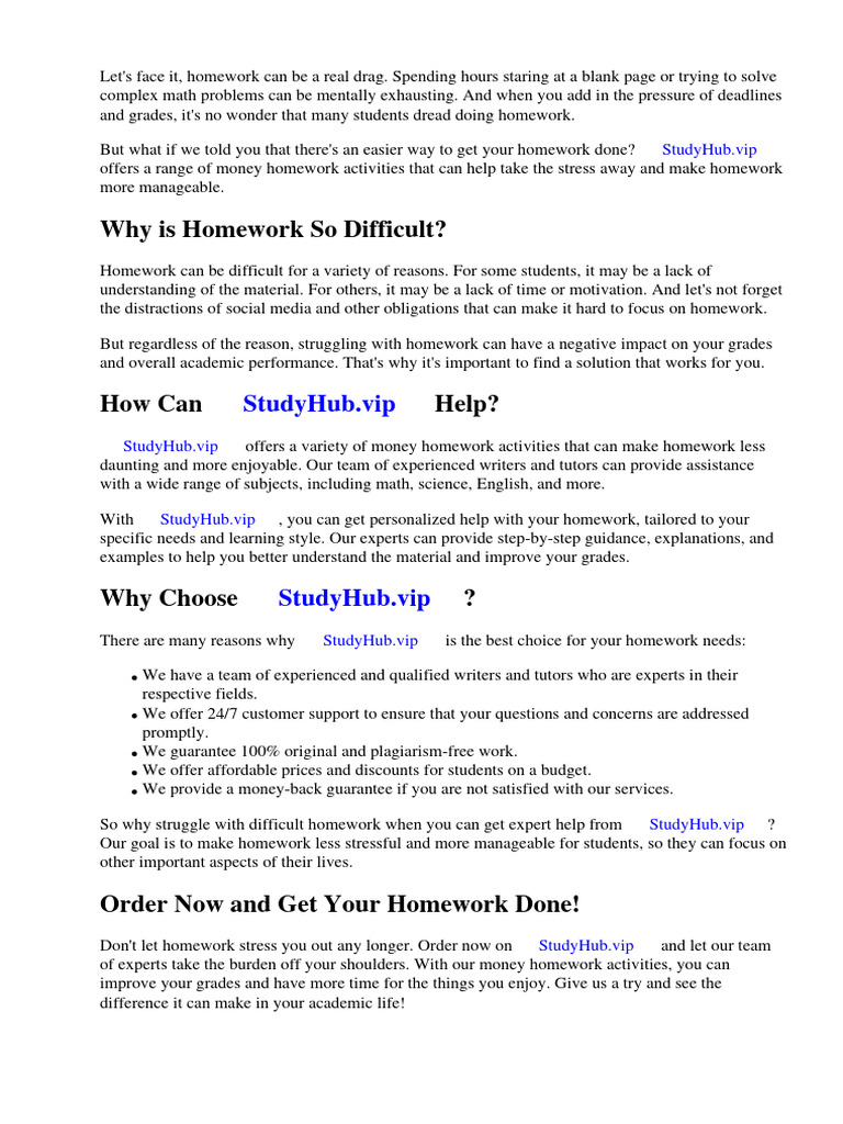 Money Homework Activities | PDF | Homework | Worksheet