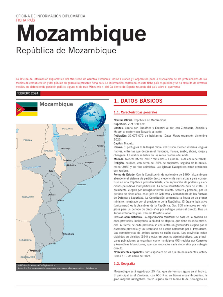 MOZAMBIQUE FICHA PAIS | PDF | Mozambique | Economias