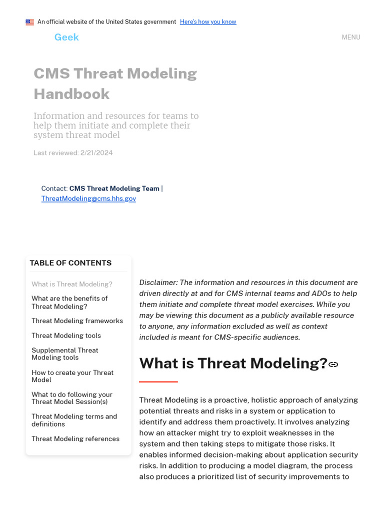 CMS Threat Modeling Handbook - CMS Information Security & Privacy Group ...