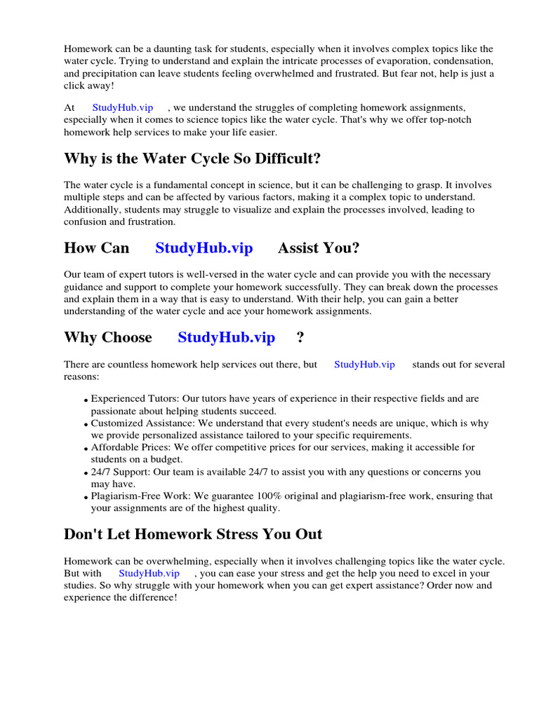 Water Cycle Homework Help | Download Free PDF | Water Cycle | Water