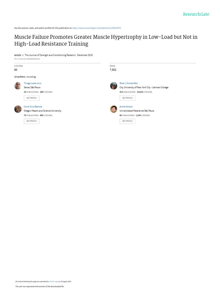Muscle Failure Promotes Greater Muscle Hypertrophy in Low-Load But Not ...