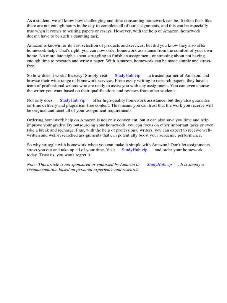 Amazon Homework Made Simple | PDF | Homework | Books