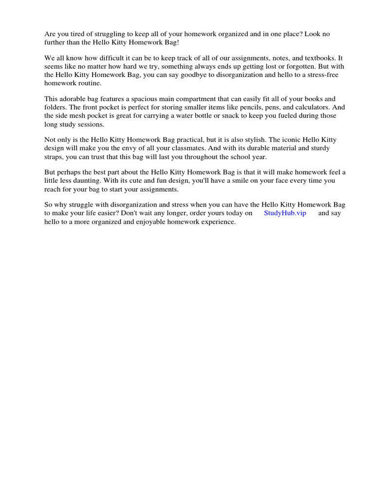 Hello Kitty Homework Bag | PDF | Pay Pal | E Bay