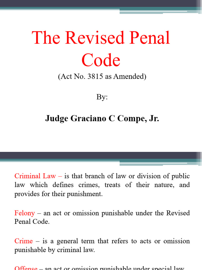 Overview of the Revised Penal Code | PDF | Crimes | Crime & Violence