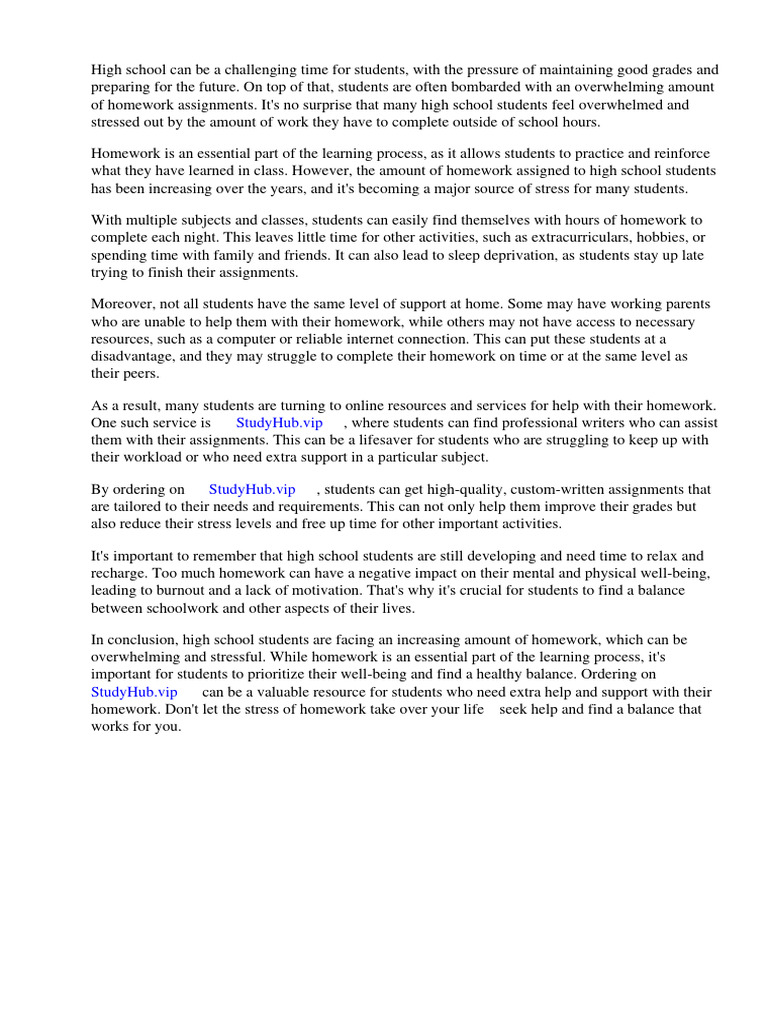 High School Homework Stress Solutions | PDF | Homework | Teachers
