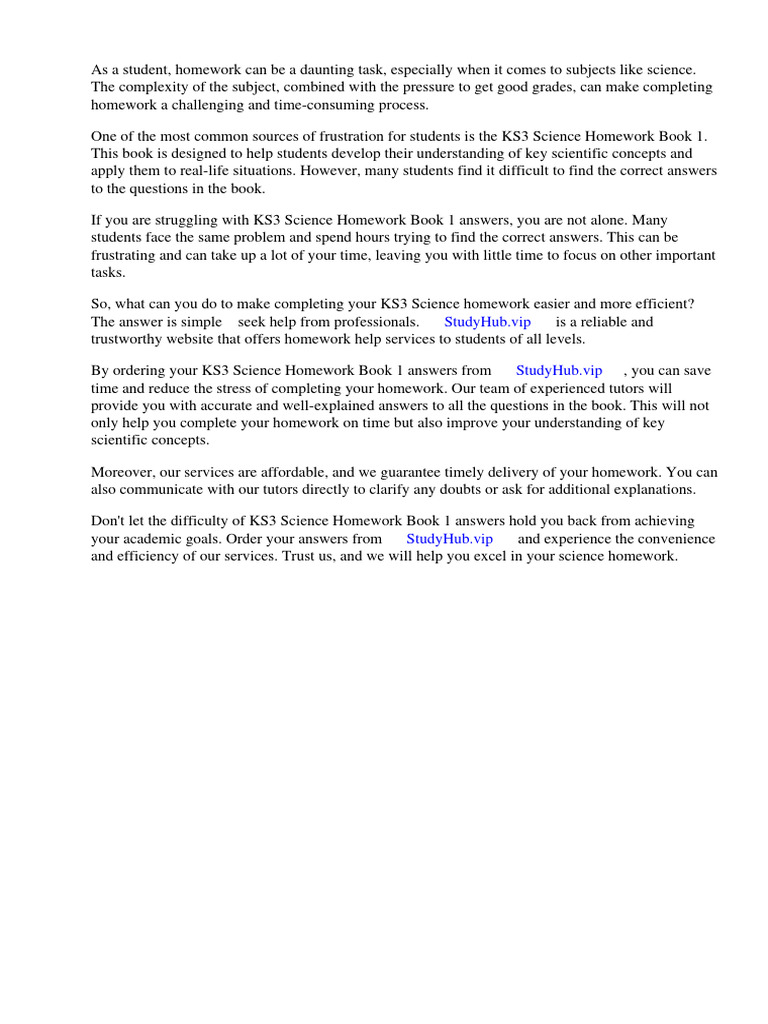 Ks3 Science Homework Book 1 Answers | PDF | Homework | Science