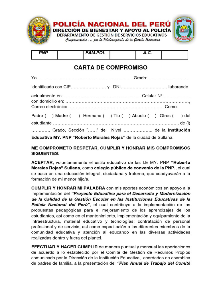 Carta de Compromis para Alumnos 2023 Padres de Familia | PDF | Documento de identidad ...