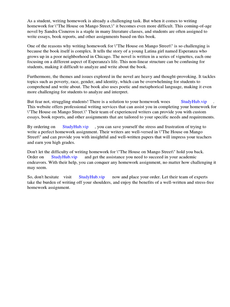 Homework Help for Mango Street | PDF | General Fiction