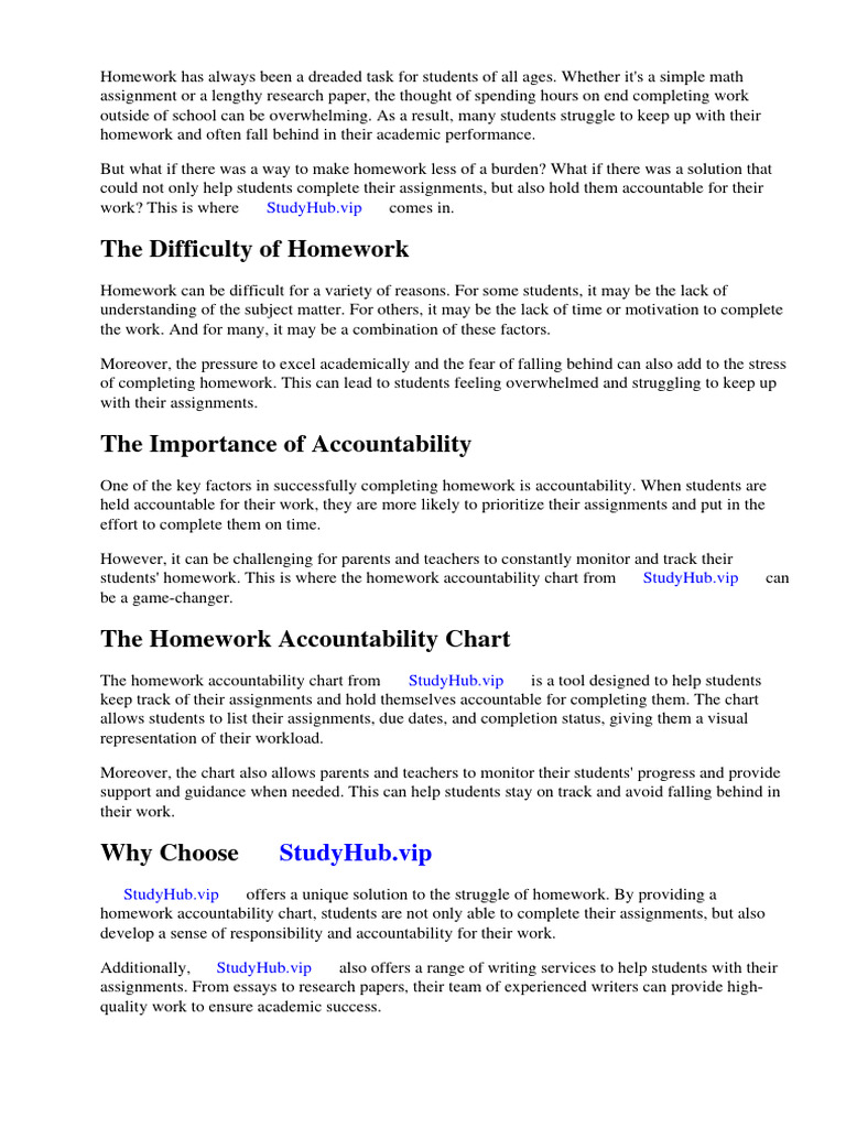 Homework Accountability Chart | PDF | Homework | Accountability