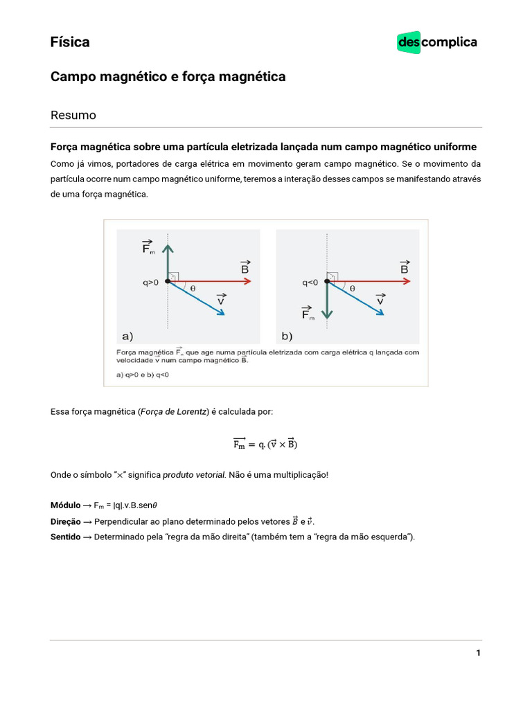 VOD-Campo Magnético e Força Magnética-2019 | PDF | Magnetismo | Campo ...