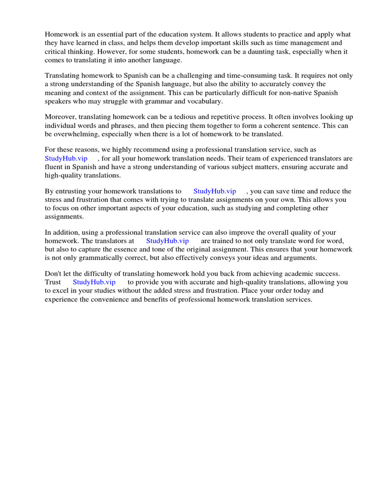 Translate Homework To Spanish | PDF | Translations | Homework