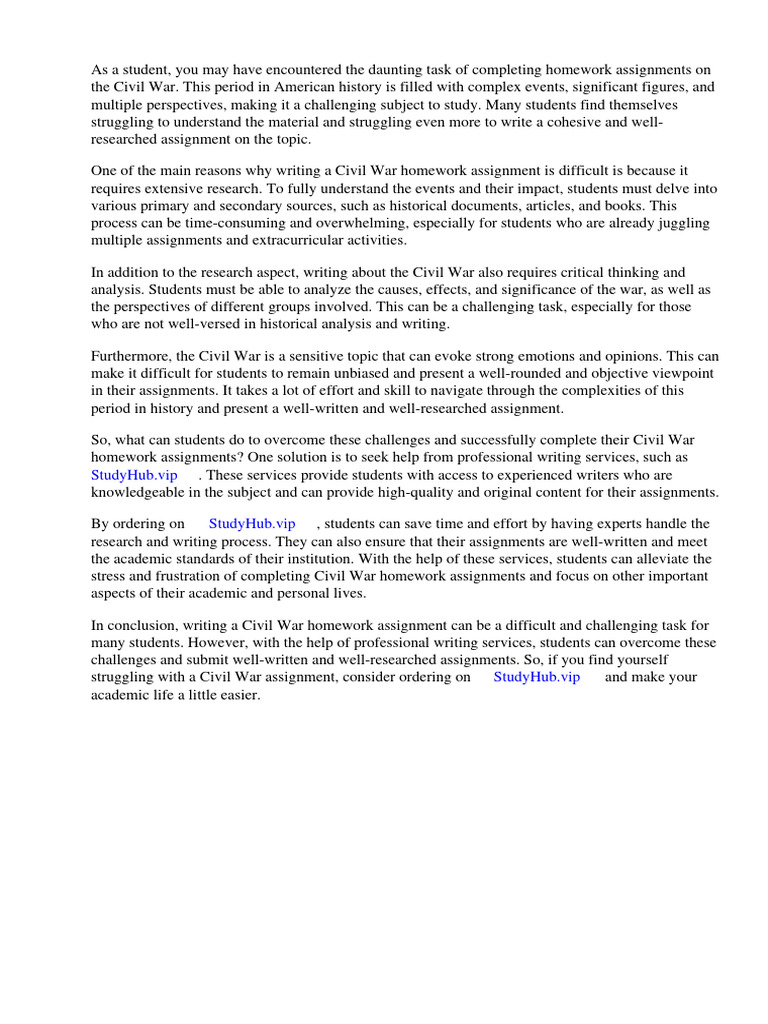 Civil War Homework Assignments | PDF | American Civil War | Safari (Web ...