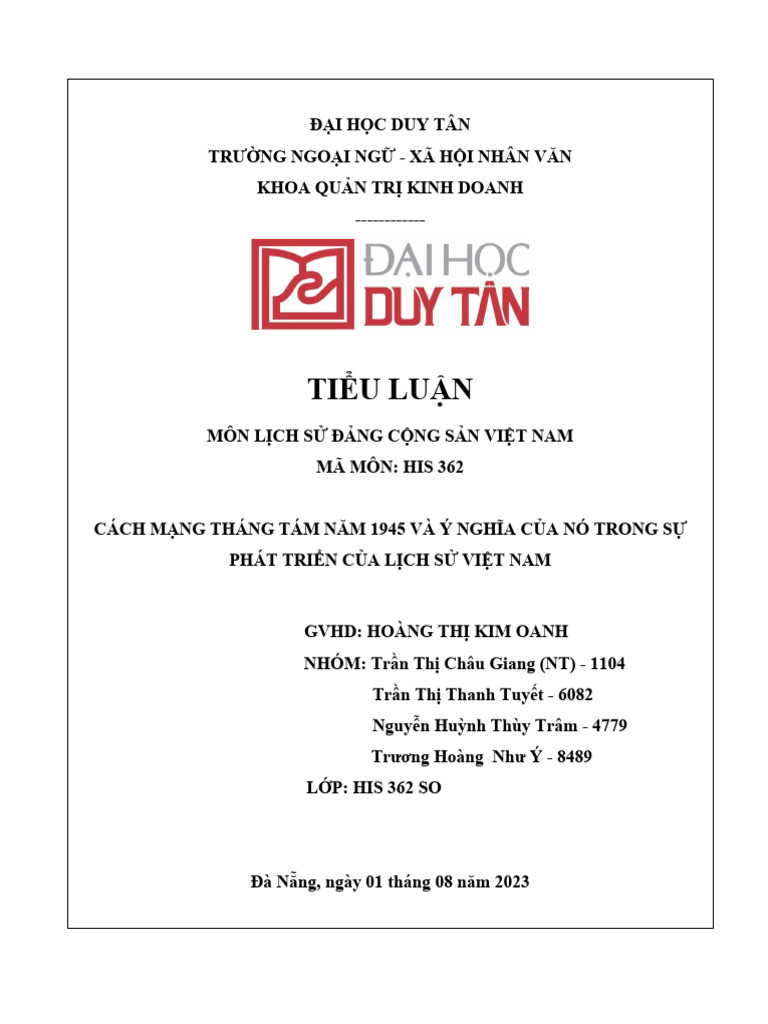 BÀI TIỂU LUẬN HIS 362 SO | PDF