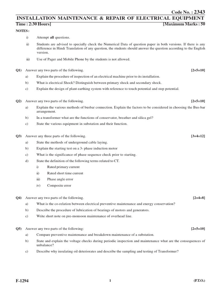 INSTALLATION-MAINTENANCE-REPAIR-OF-ELECTRICAL-EQUIPMENT | PDF ...