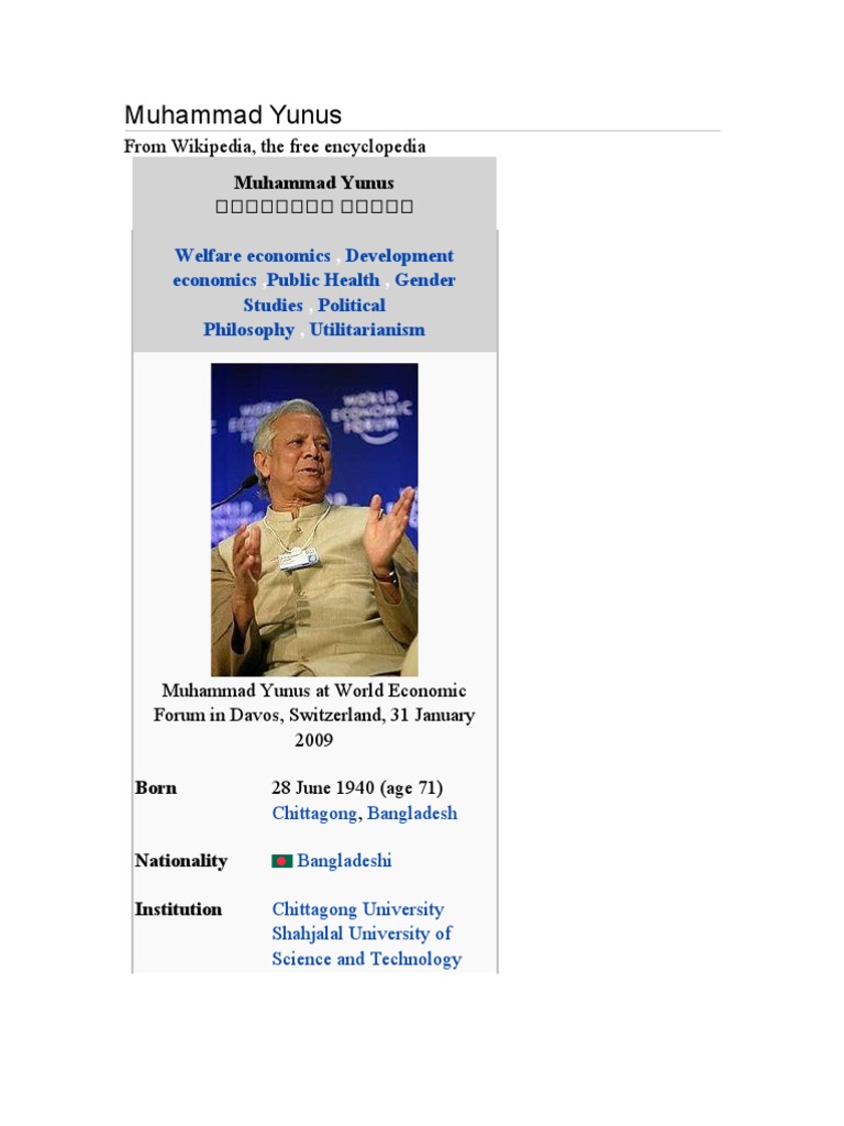 Muhammad Yunus | PDF | Grameen Bank | Microcredit