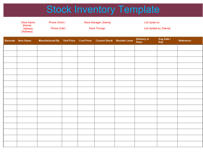 Stock Inventory Format | PDF