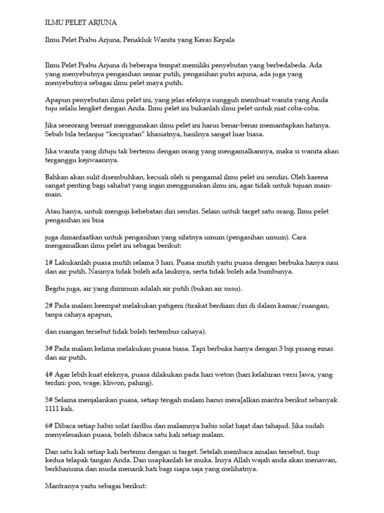 Ilmu Pelet Arjuna | PDF