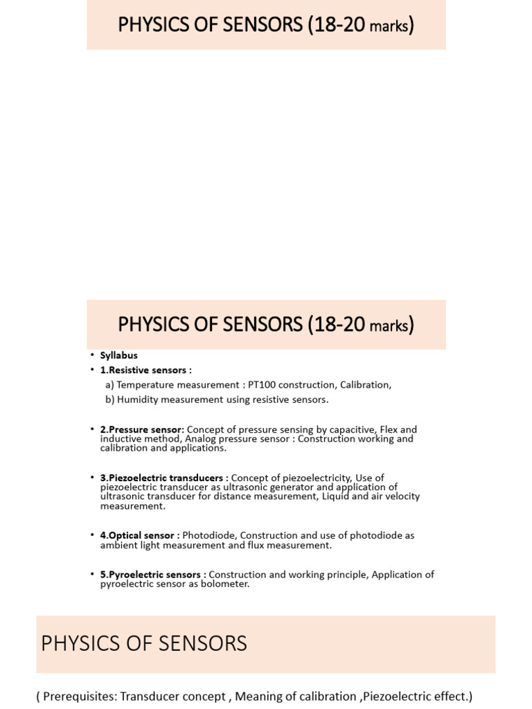 Physics of Measurement Sensors Overview | PDF | Piezoelectricity | Sensor