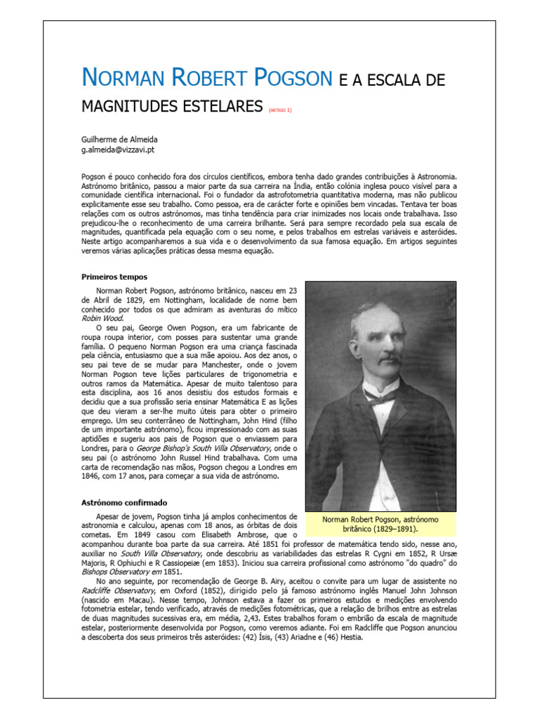 Norman Pogson | PDF | Magnitude aparente | Estrelas