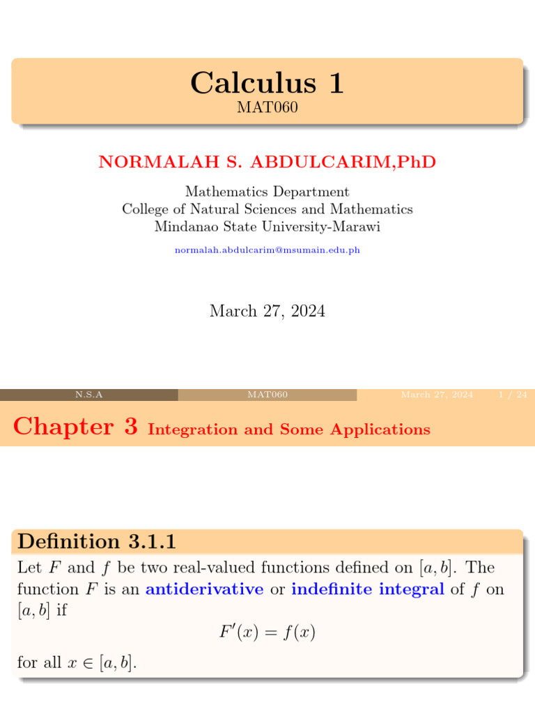 Chapter 3 Integration (1) | PDF | Trigonometric Functions | Algebra
